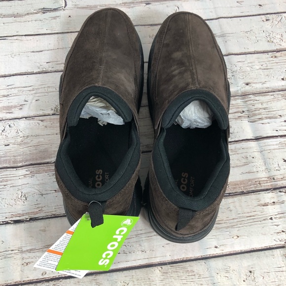 CROCS | Shoes | Crocs Mens Swiftwater Suede Moc Espresso | Poshmark